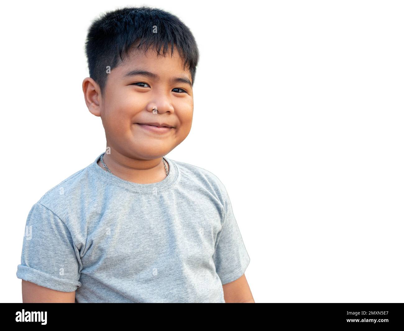 Portrait of smiling boy isolated on white background Stock Photo - Alamy