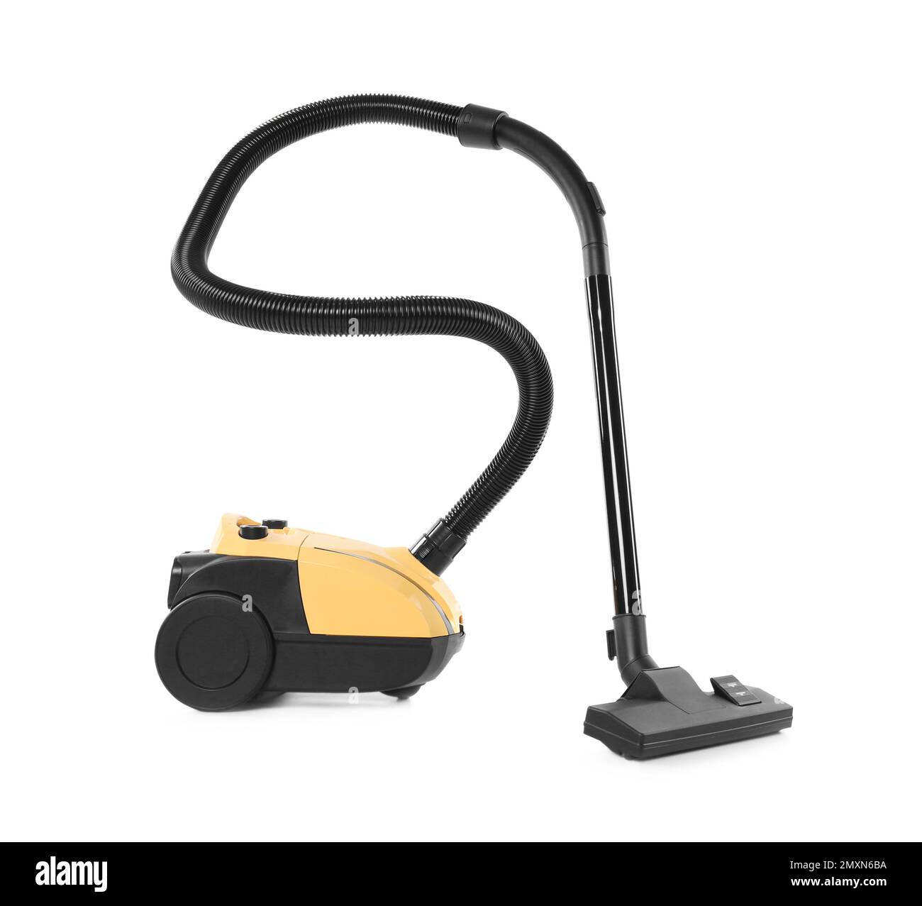 Modern yellow vacuum cleaner isolated on white Stock Photo - Alamy