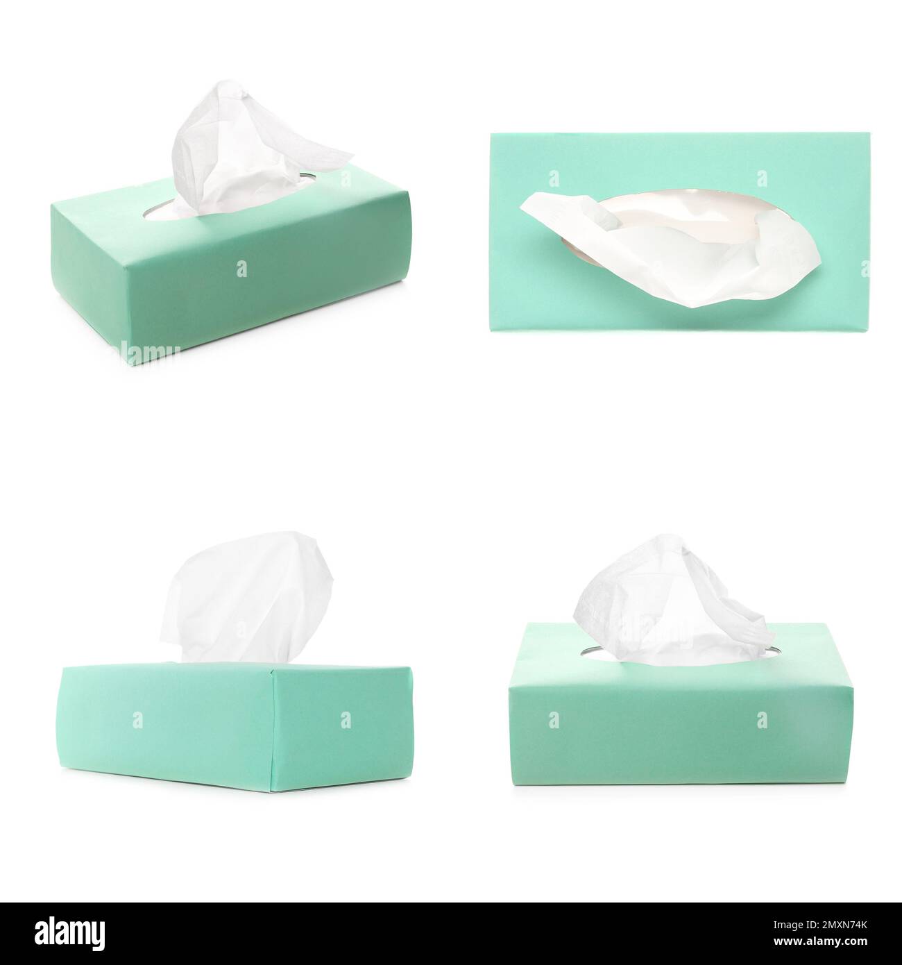 Set with paper tissues on white background Stock Photo - Alamy