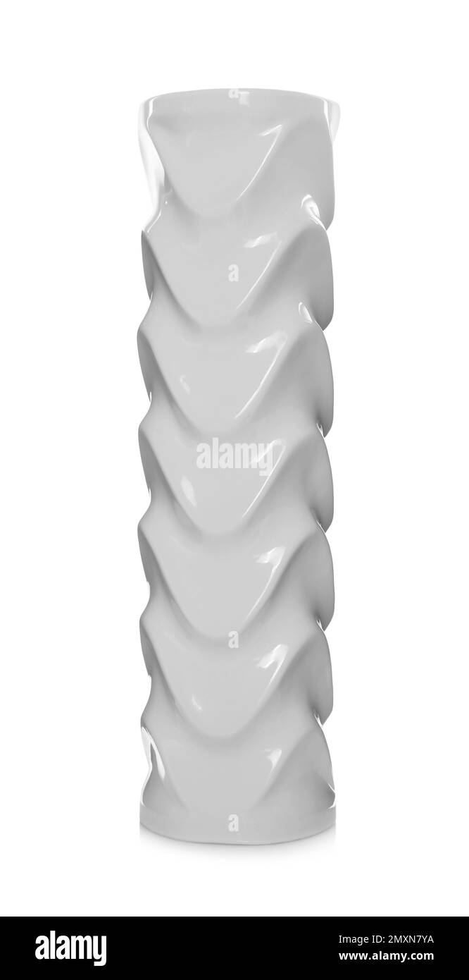 Stylish empty ceramic vase isolated on white Stock Photo - Alamy