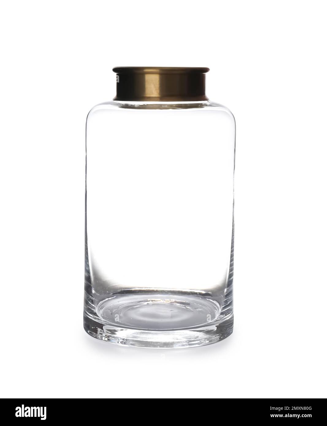 Stylish empty glass vase isolated on white Stock Photo - Alamy