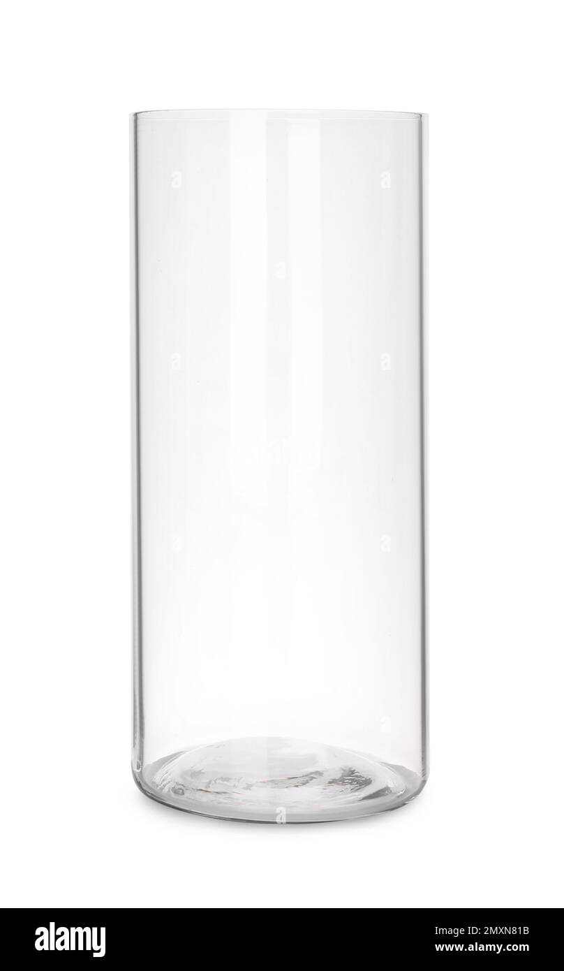 Stylish empty glass vase isolated on white Stock Photo - Alamy