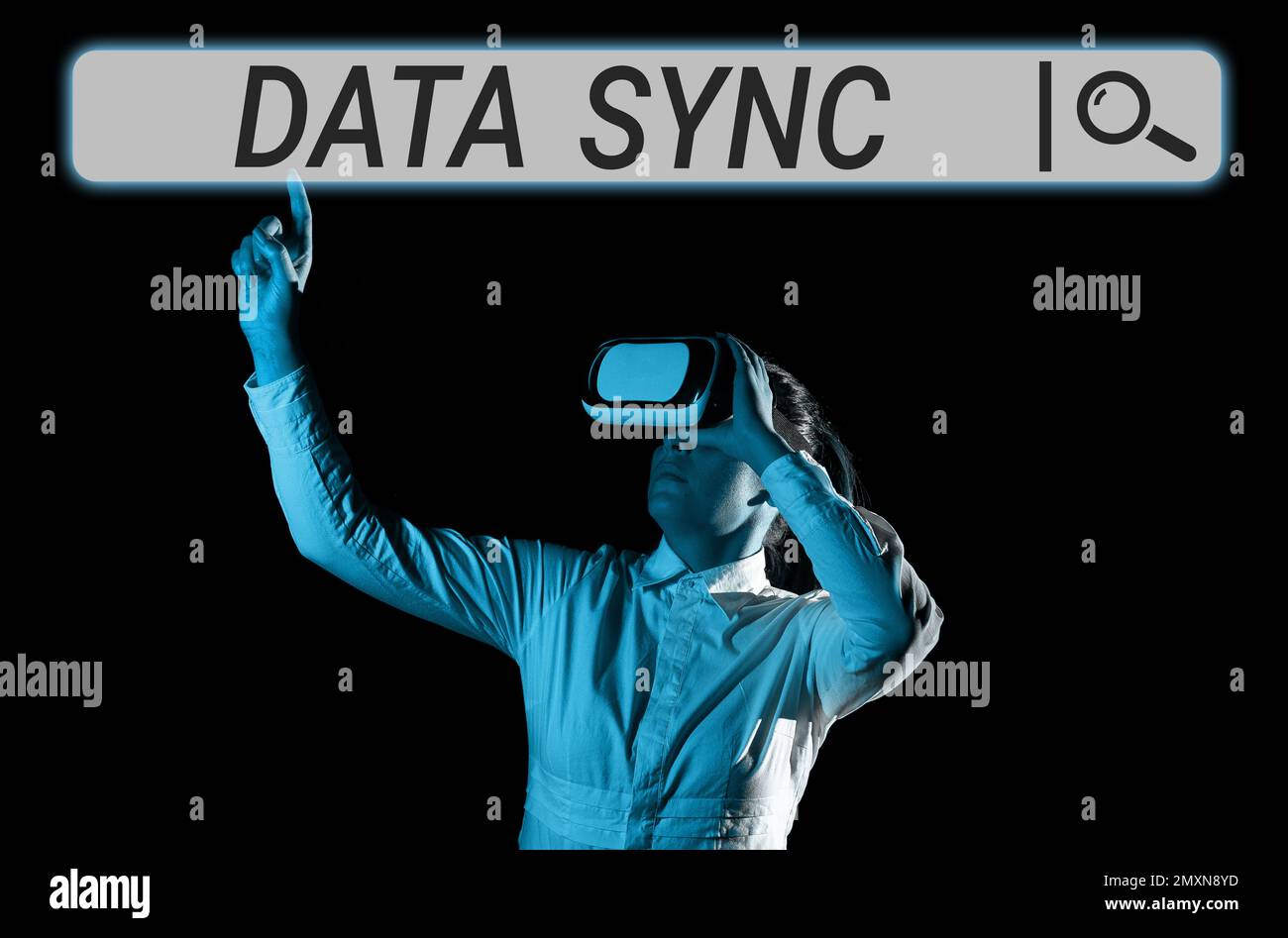 Sign displaying Data Sync. Word for data that is continuously generated by different sources ...