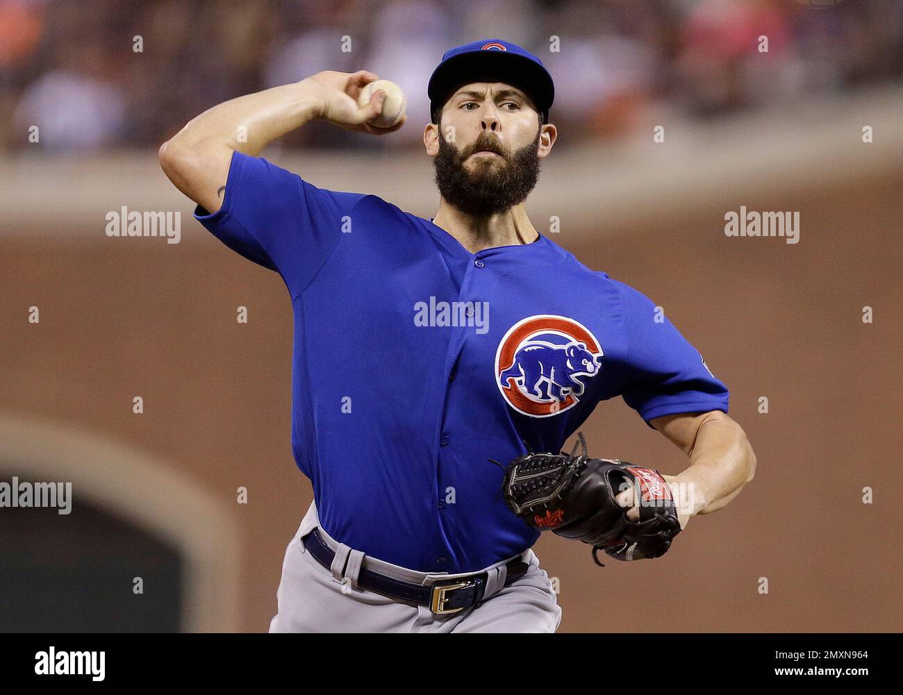 Chicago Cubs pitcher Jake Arrieta throws against the San Francisco ...