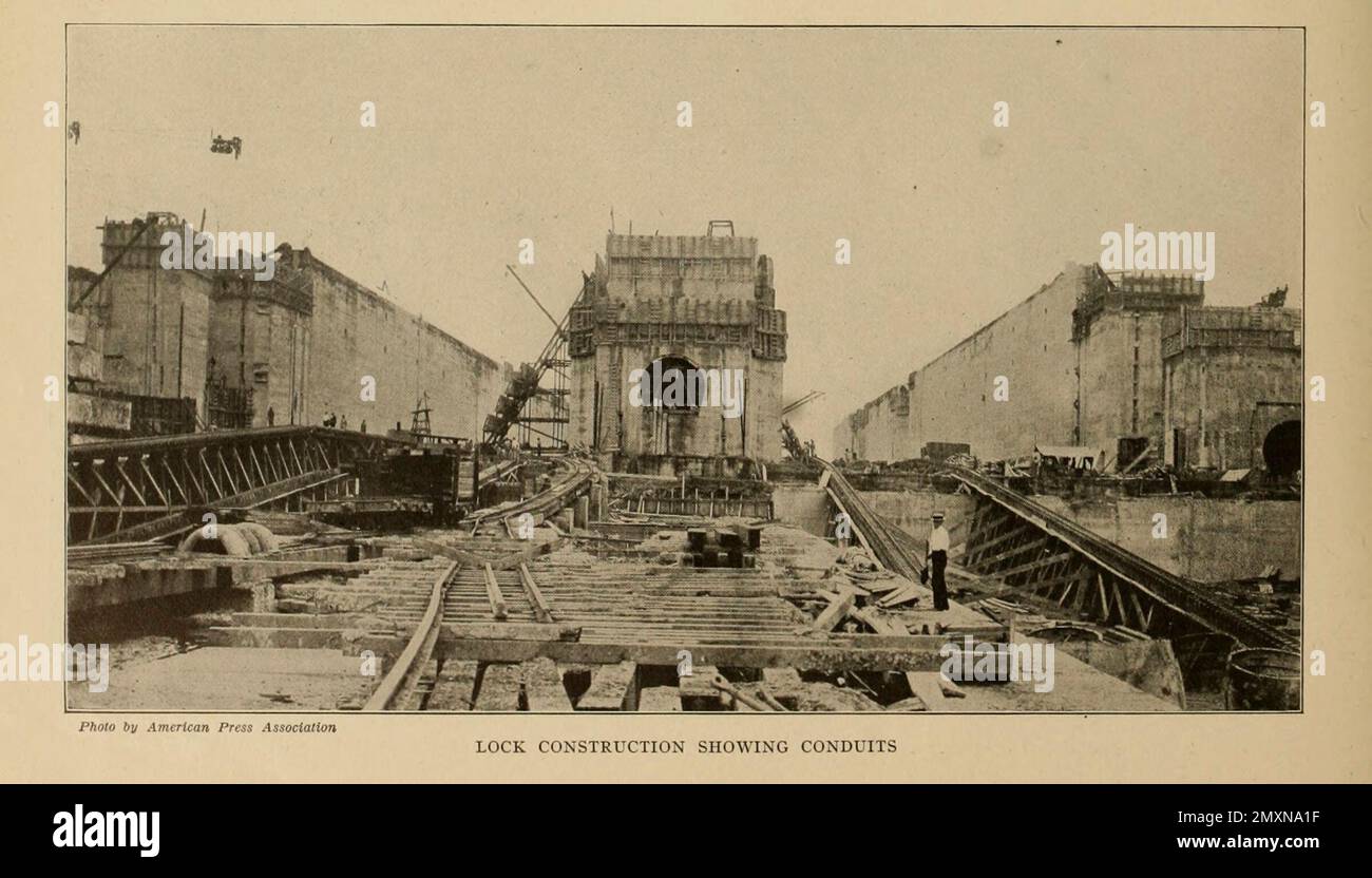 Lock Construction Showing Conduits from the book Panama and the Canal ...