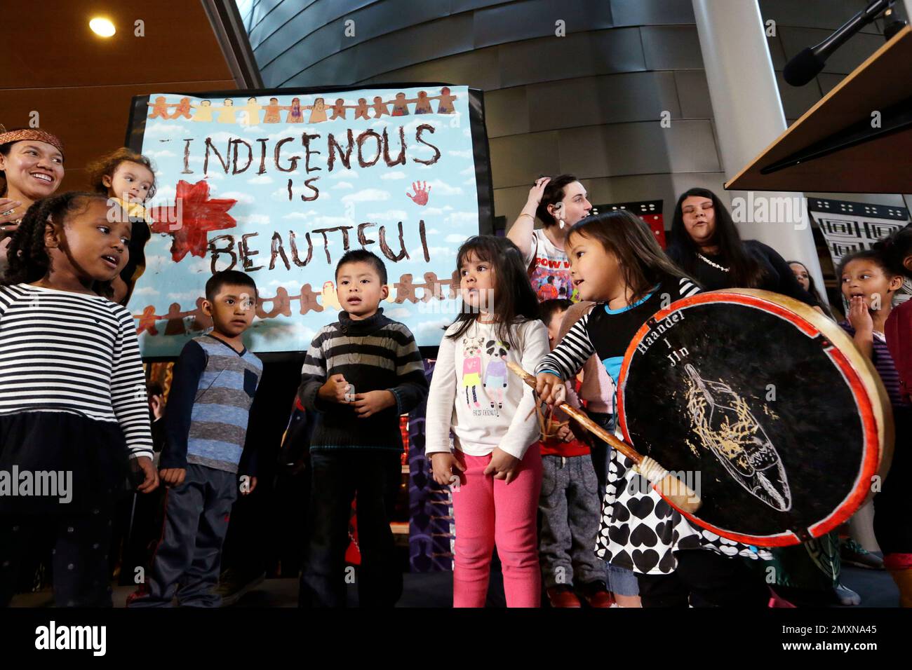 Preschool children from the Daybreak Star Center perform at a ...