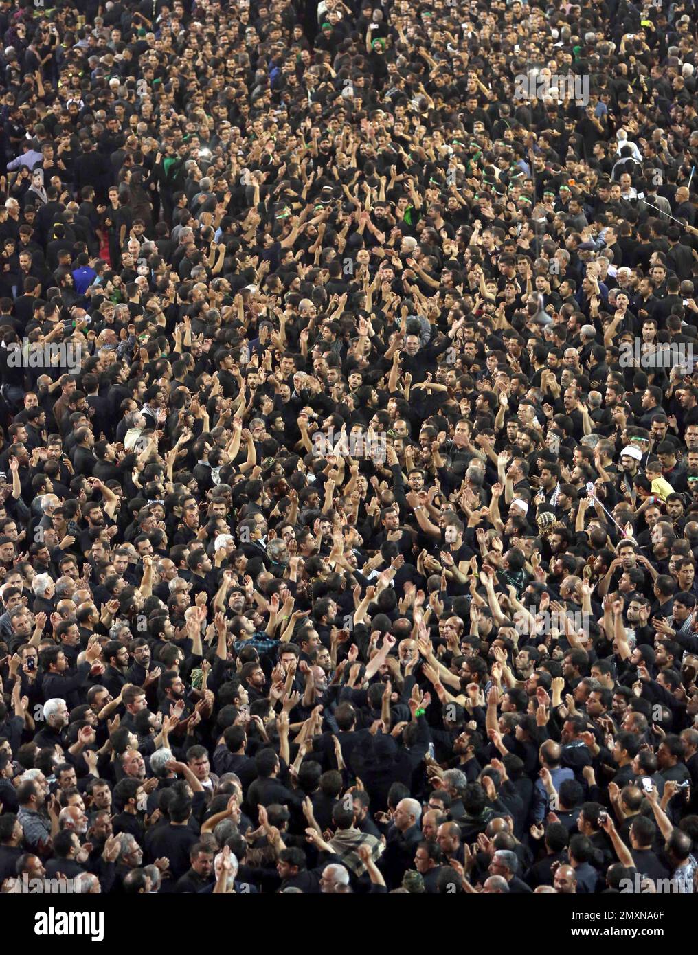 Shiite worshippers gather inside the shrine of Imam Hussein during ...
