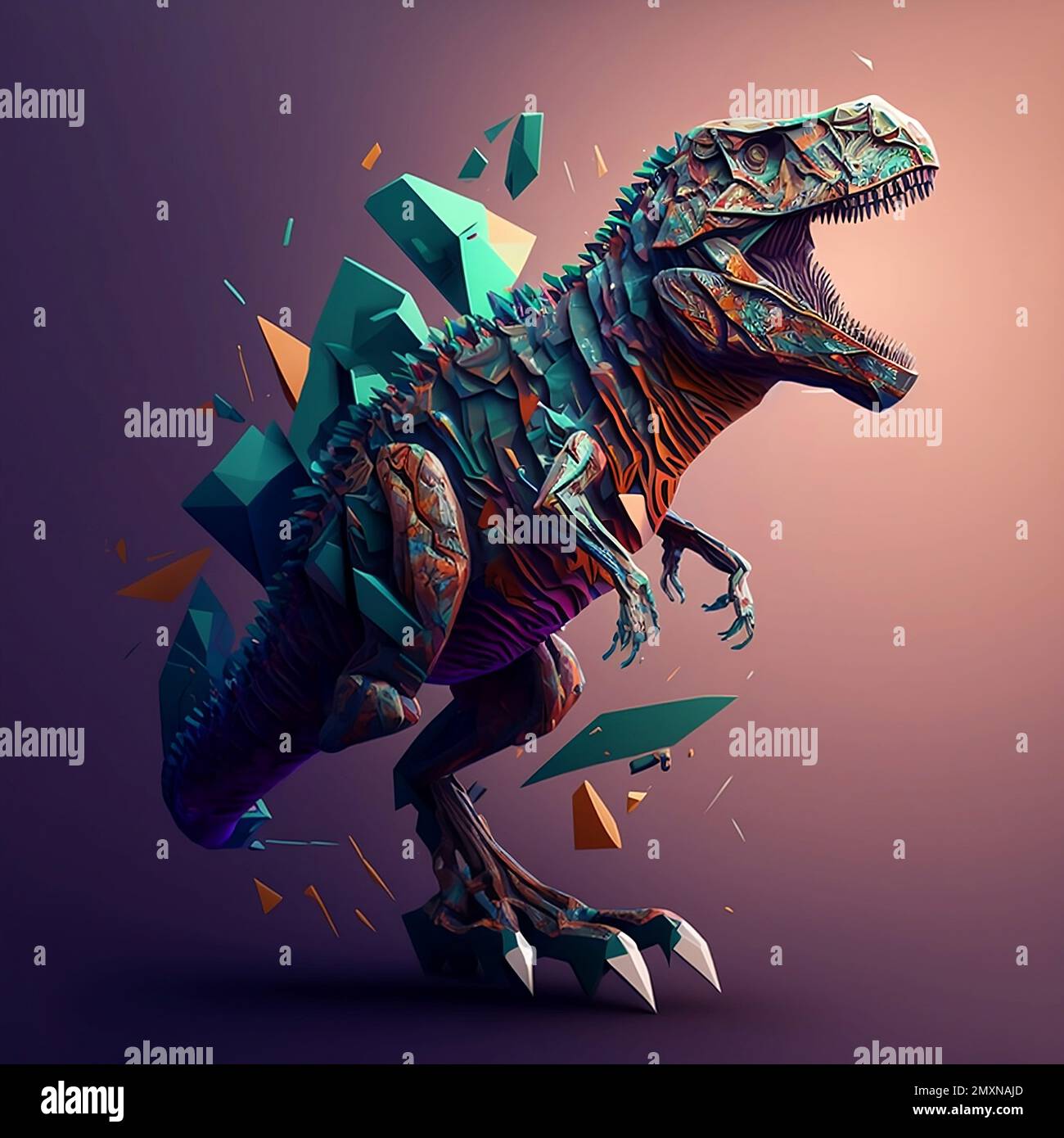 Digital Illustration of a colorful T-Rex Stock Photo - Alamy