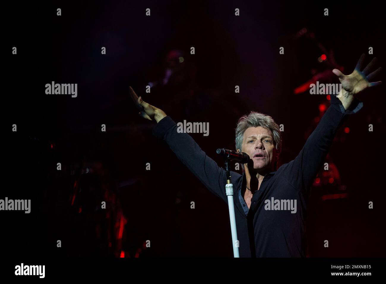 Singer Jon Bon Jovi performs with the rock band Bon Jovi on stage at ...