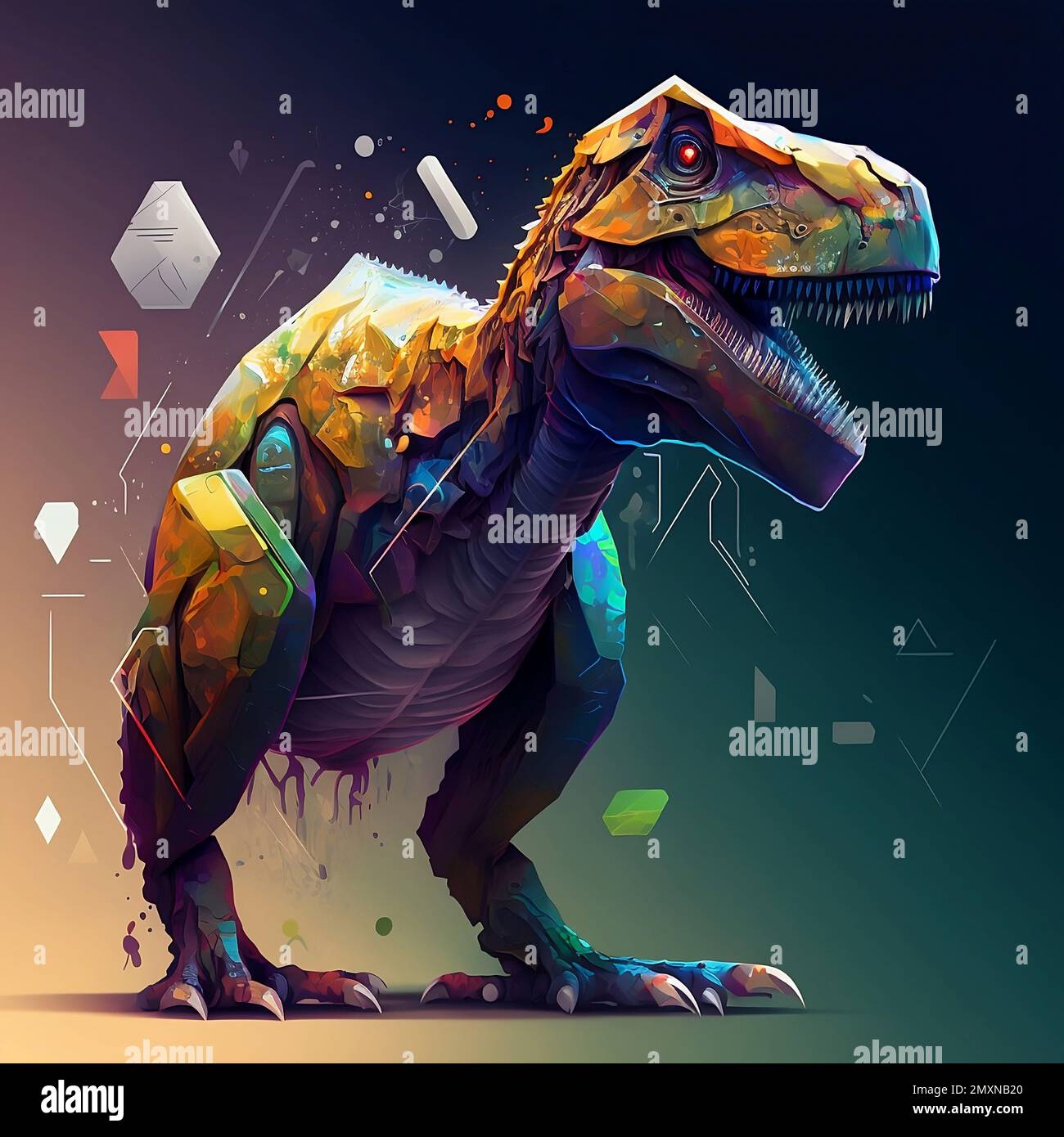 Digital Illustration of a colorful T-Rex Stock Photo - Alamy