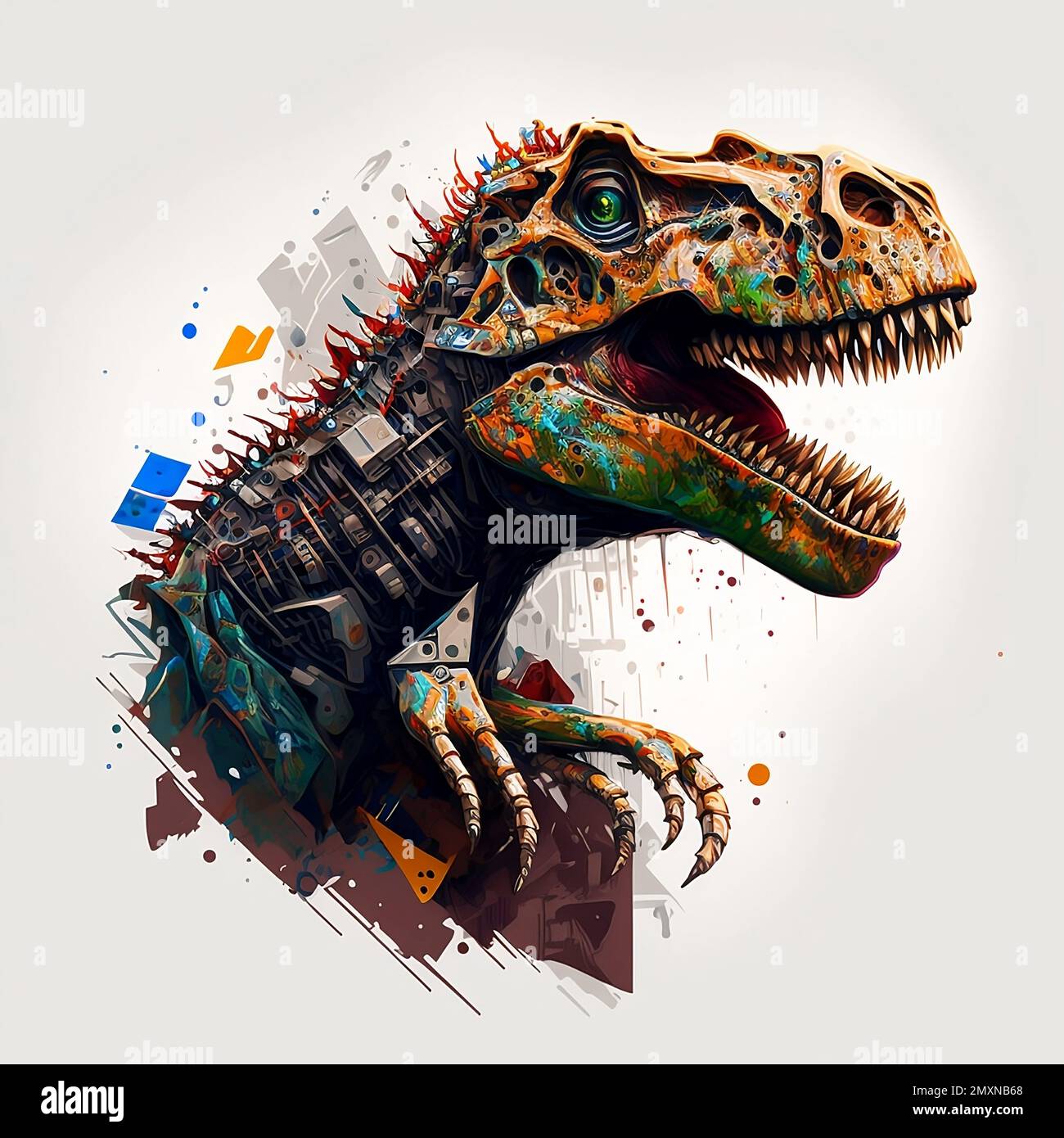 Digital Illustration of a colorful T-Rex Stock Photo - Alamy