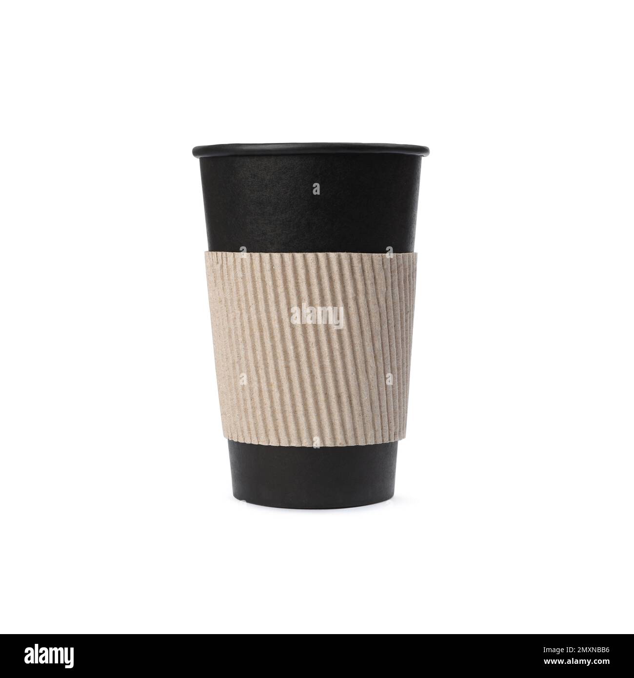 Takeaway paper coffee cup with cardboard sleeve isolated on white Stock ...