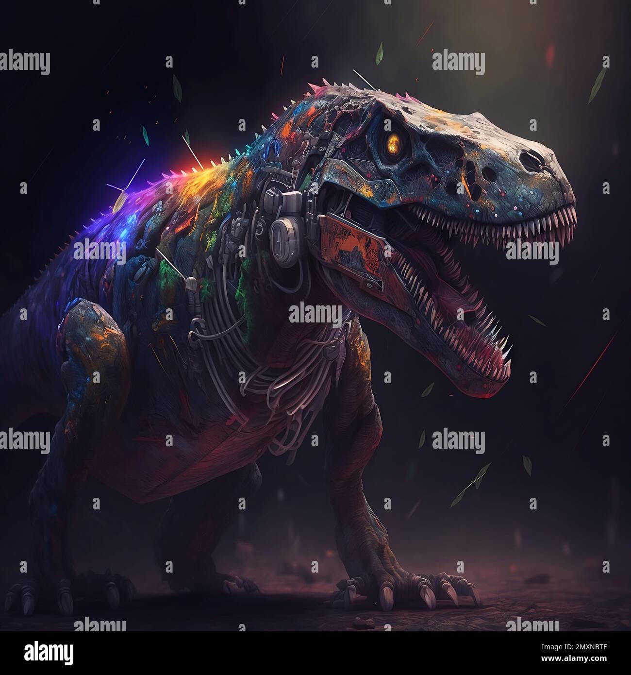 Digital Illustration of a colorful T-Rex Stock Photo - Alamy