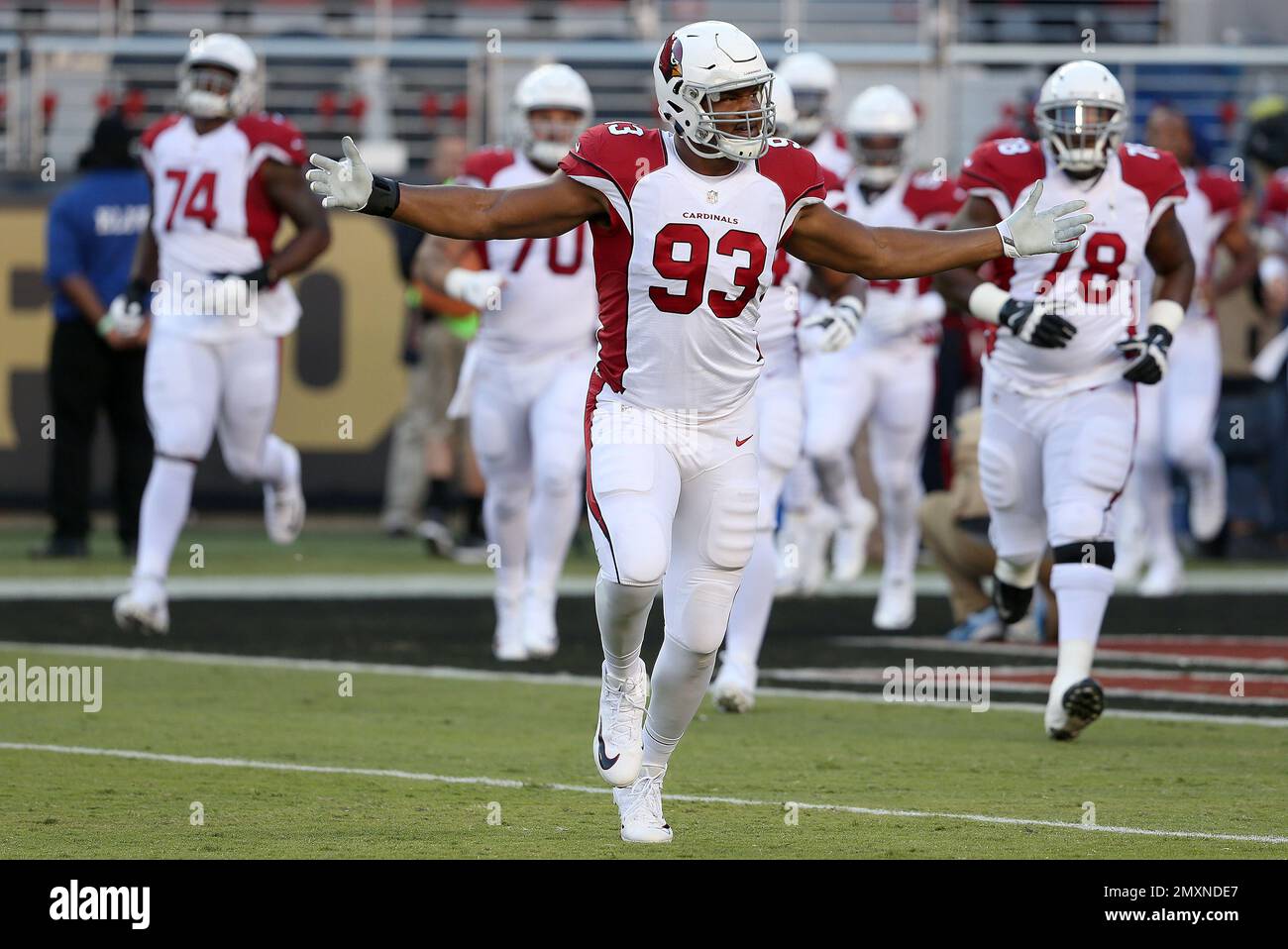 Arizona Cardinals tackle Calais Campbell during an NFL football game ...
