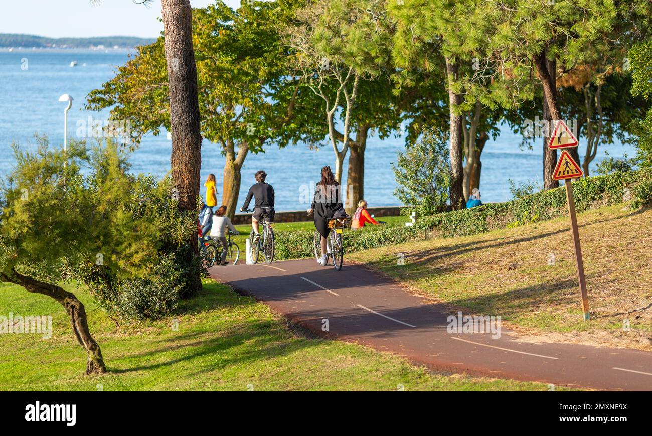 Person riding a bicycle on a cycle path Stock Photo - Alamy