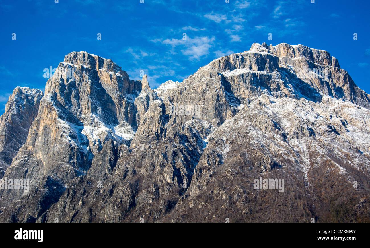 the Pale di San Martino in spring a beautiful mountain range in the ...