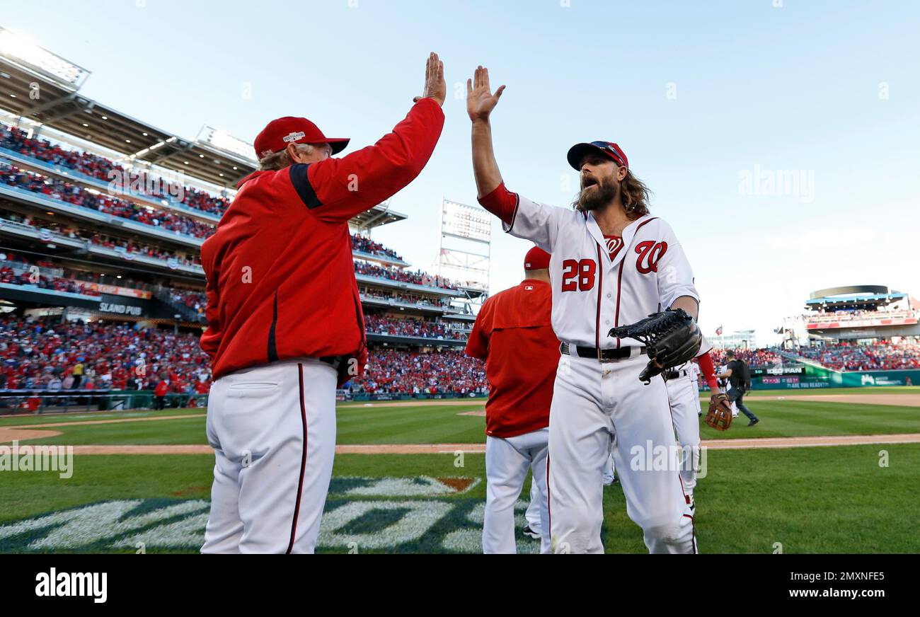 Washington Nationals bench coach Chris Speier, left, and Washington ...