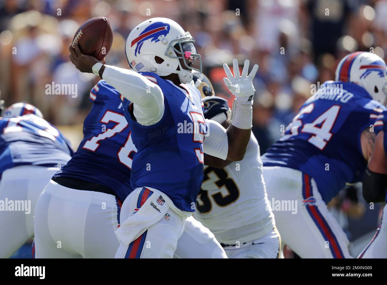 Buffalo Bills quarterback Tyrod Taylor throws a pass during the first ...
