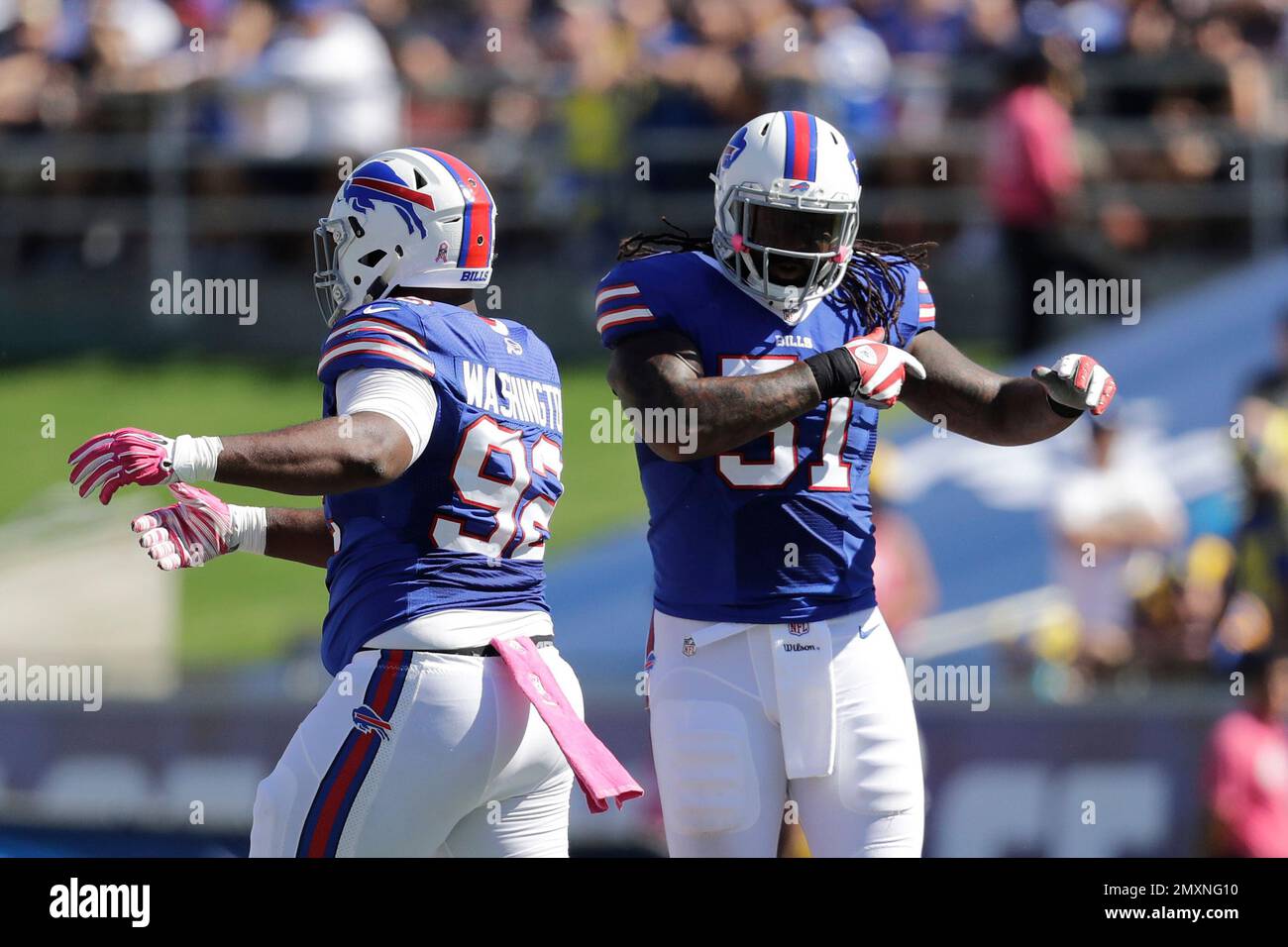 Buffalo Bills linebacker Brandon Spikes (51) and defensive end Adolphus ...