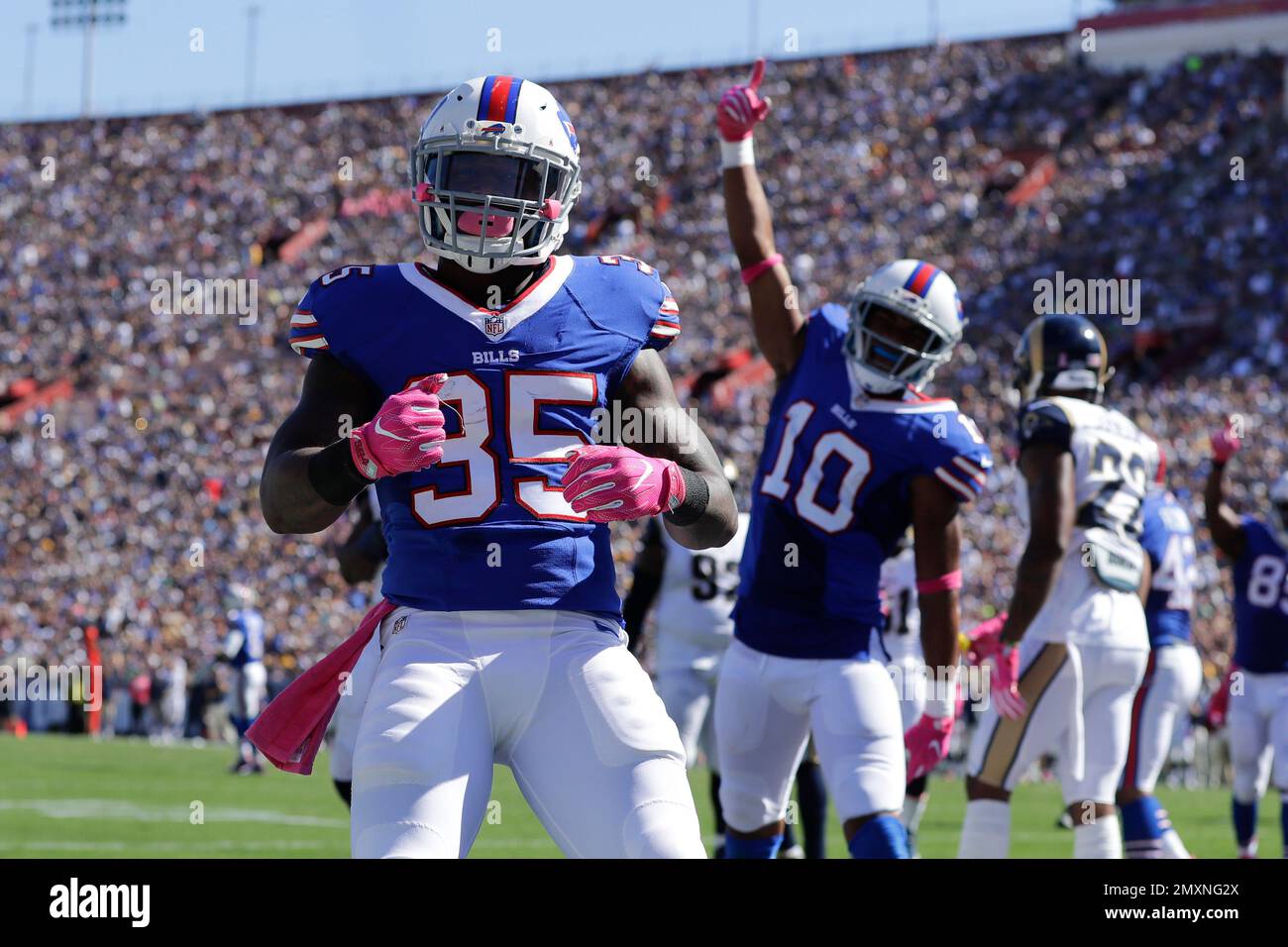 Buffalo Bills running back Mike Gillislee (35) reacts after scoring a ...