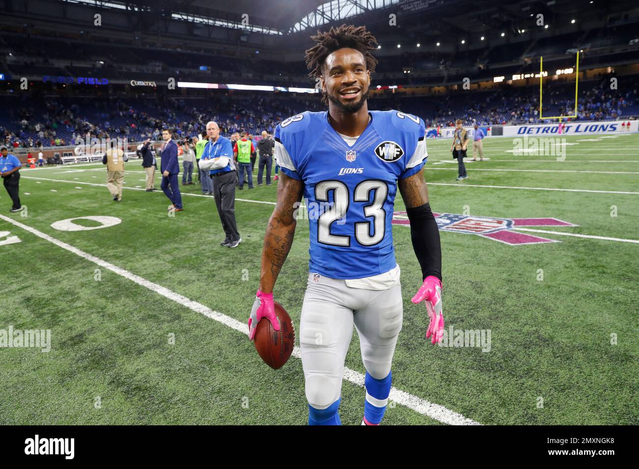 Detroit Lions cornerback Darius Slay walks off the field after an NFL ...