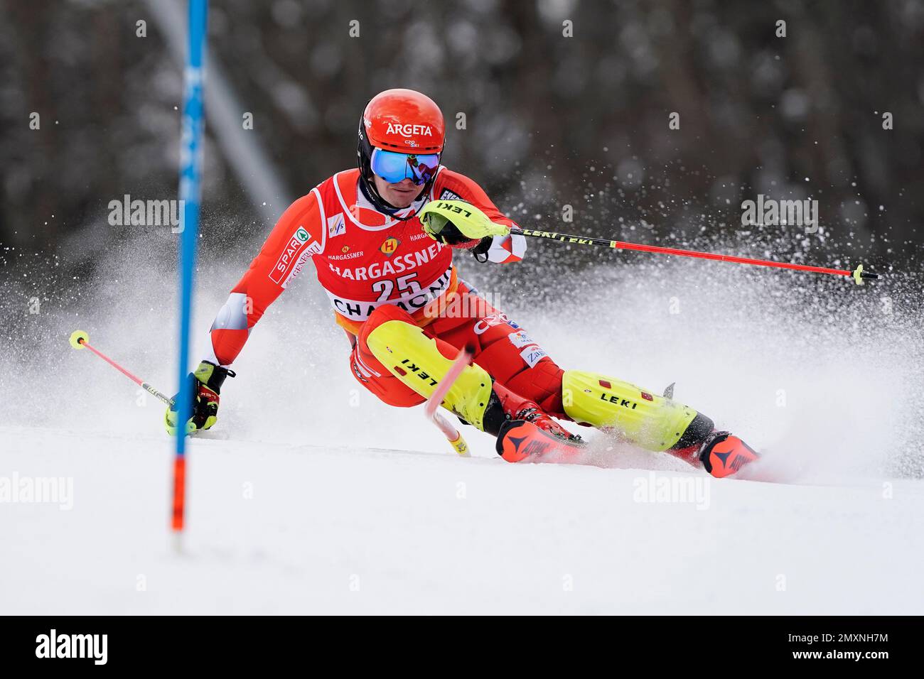 Croatia's Filip Zubcic speeds down the course during an alpine ski, men ...
