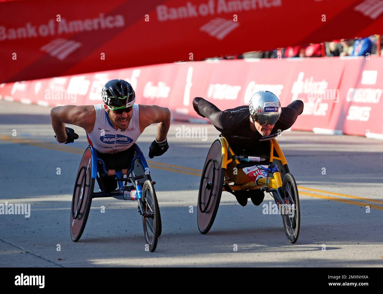 Kurt Fearnley, left, of Australia, second-place winner in the men's ...