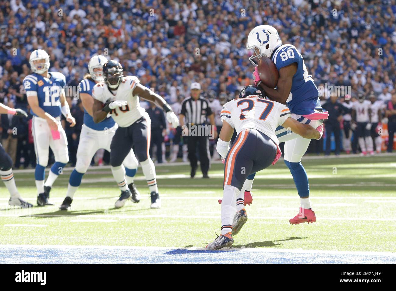 Chicago Bears cornerback Bryce Callahan (37) stops Indianapolis Colts ...