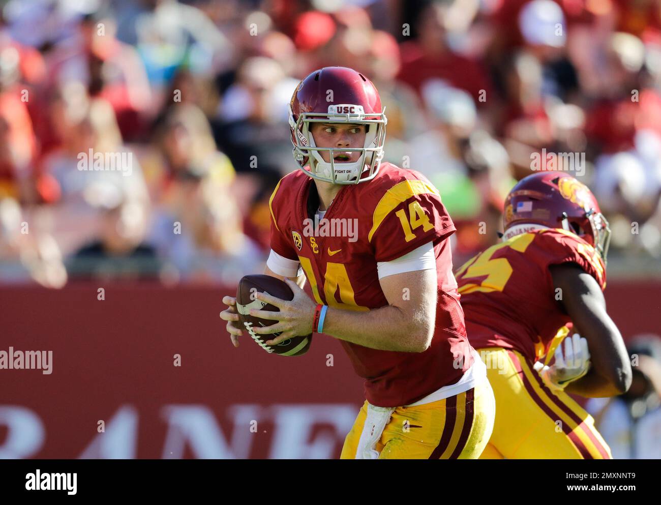 Southern California quarterback Sam Darnold looks to pass during the ...