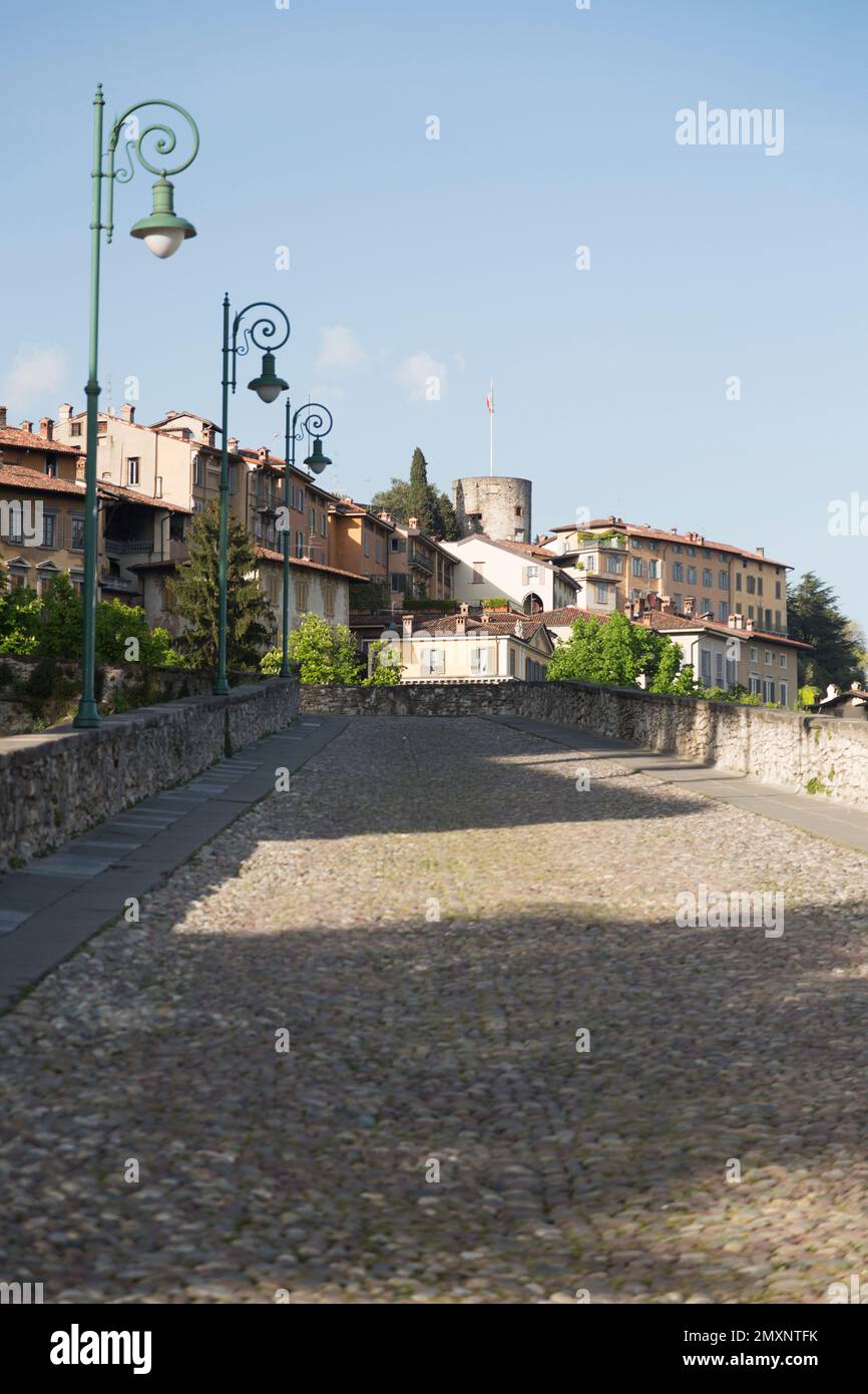 Italy, Bergamo, view along Via Saint Alessandro near the Saint Giacomo ...