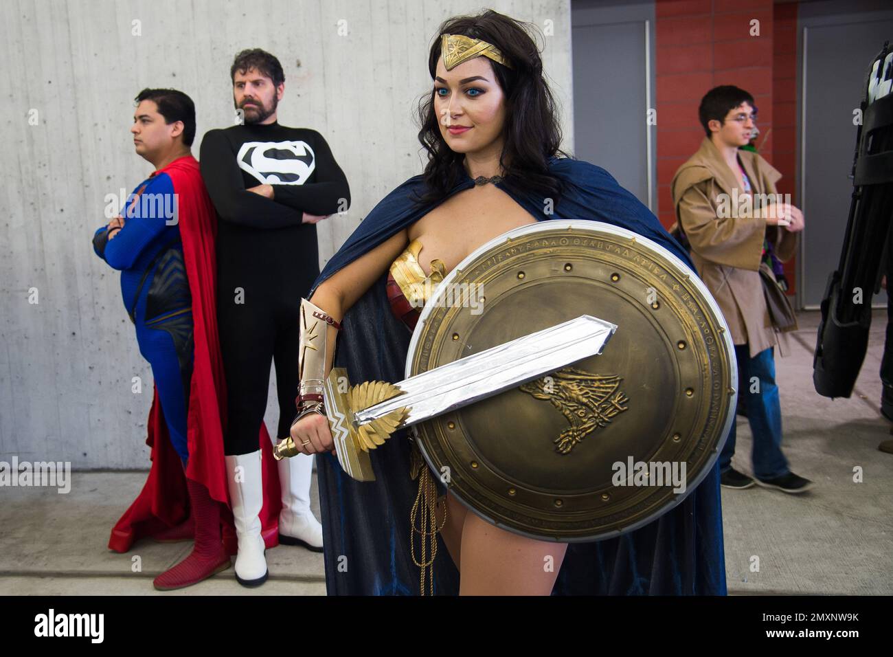 An attendee dressed as Wonder Woman poses at New York Comic Con at the ...