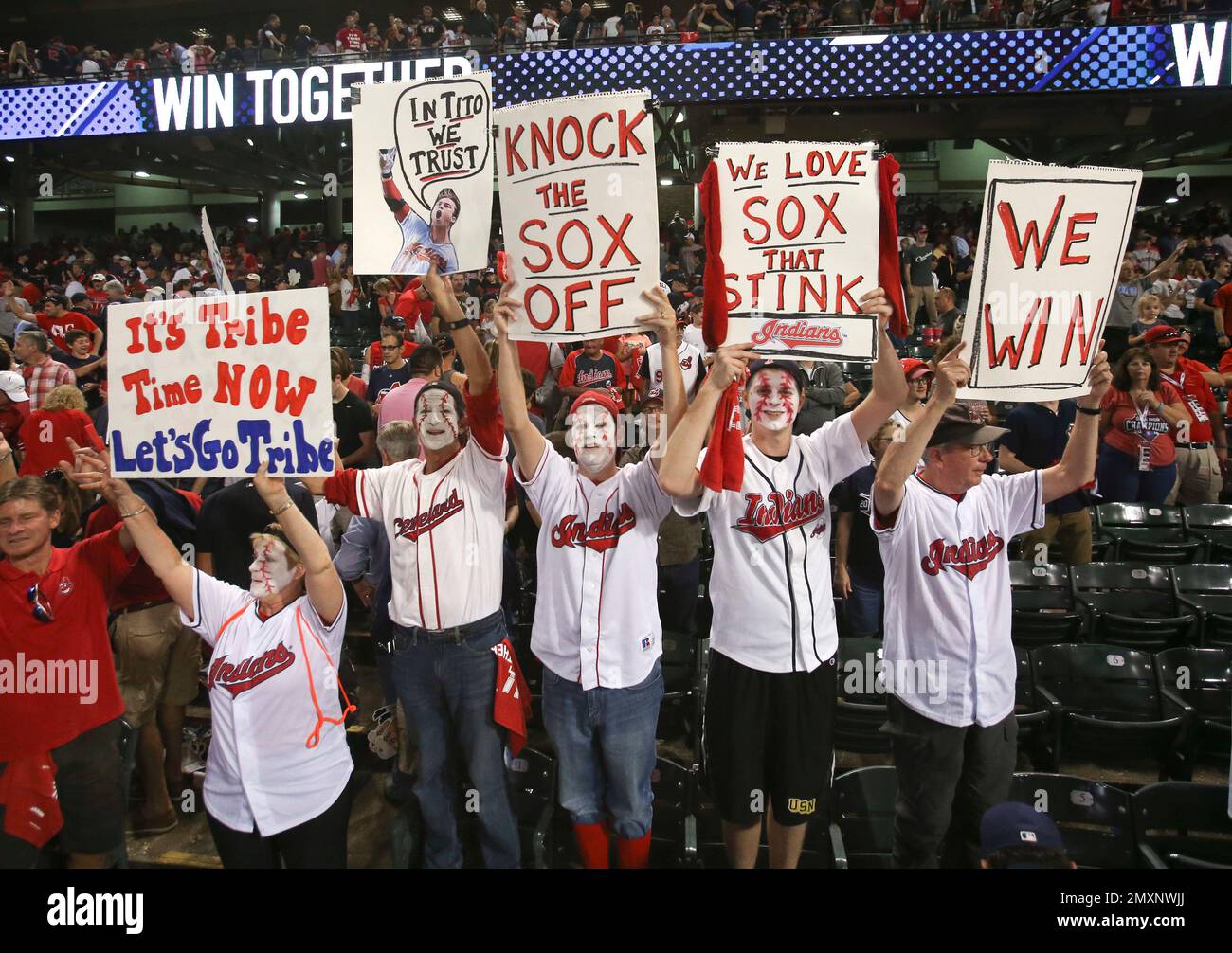 Cleveland Indians fans celebrate after the Indians defeated the Boston ...