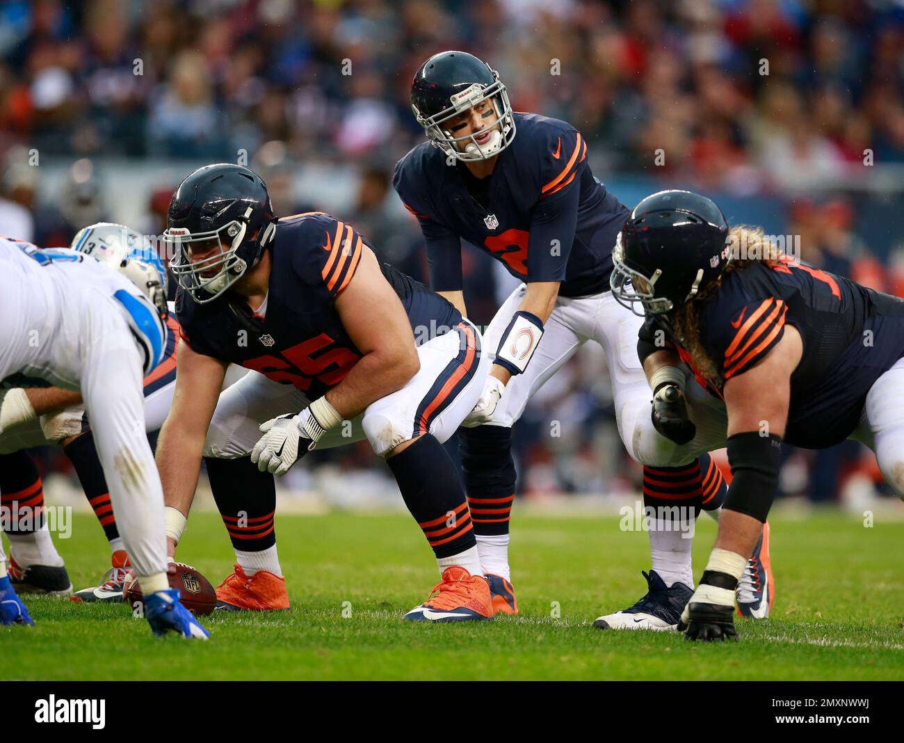 Chicago Bears quarterback Brian Hoyer (2) looks over the defense ...