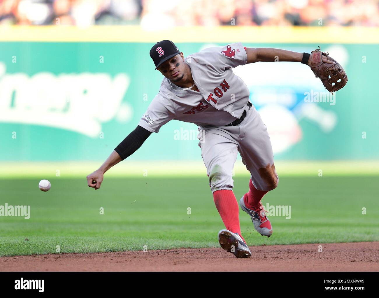 Boston Red Sox shortstop Xander Bogaerts cannot handle a Cleveland ...