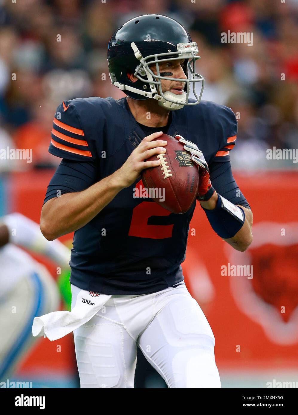 Chicago Bears quarterback Brian Hoyer (2) looks to throw a pass against ...