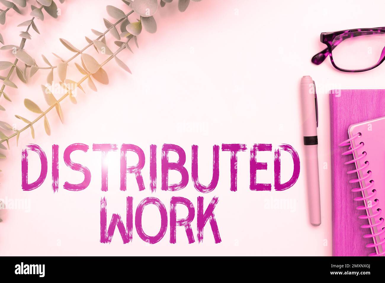 Conceptual display Distributed Work, Business approach practiced by enterprises using network ...