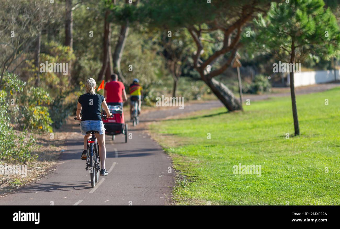Person riding a bicycle on a cycle path Stock Photo - Alamy