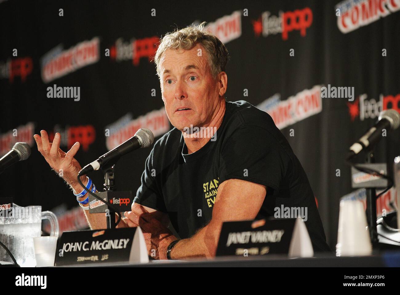 John C. McGinley speaks onstage during the Stan Against Evil NY Comic ...
