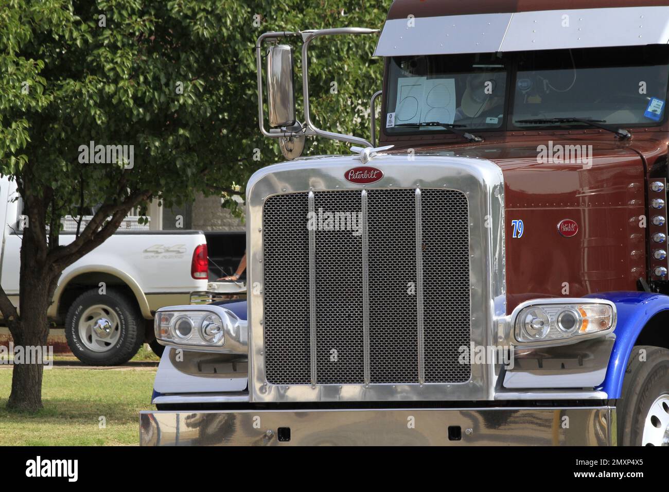 Peterbilt Semi Truck shot closeup in the CZECH FEST Parade with green ...