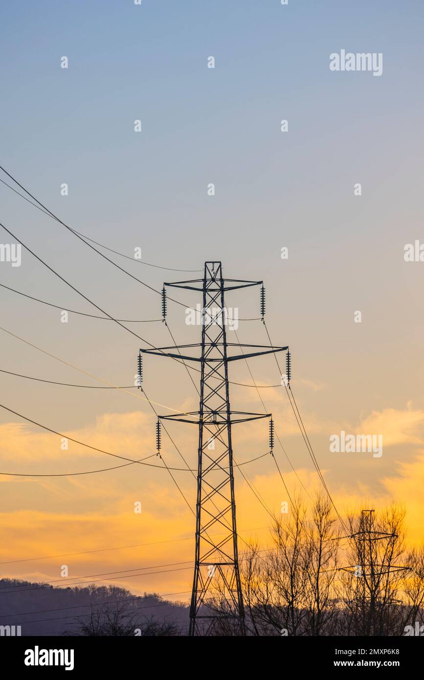 The old design of electricity pylon Stock Photo - Alamy
