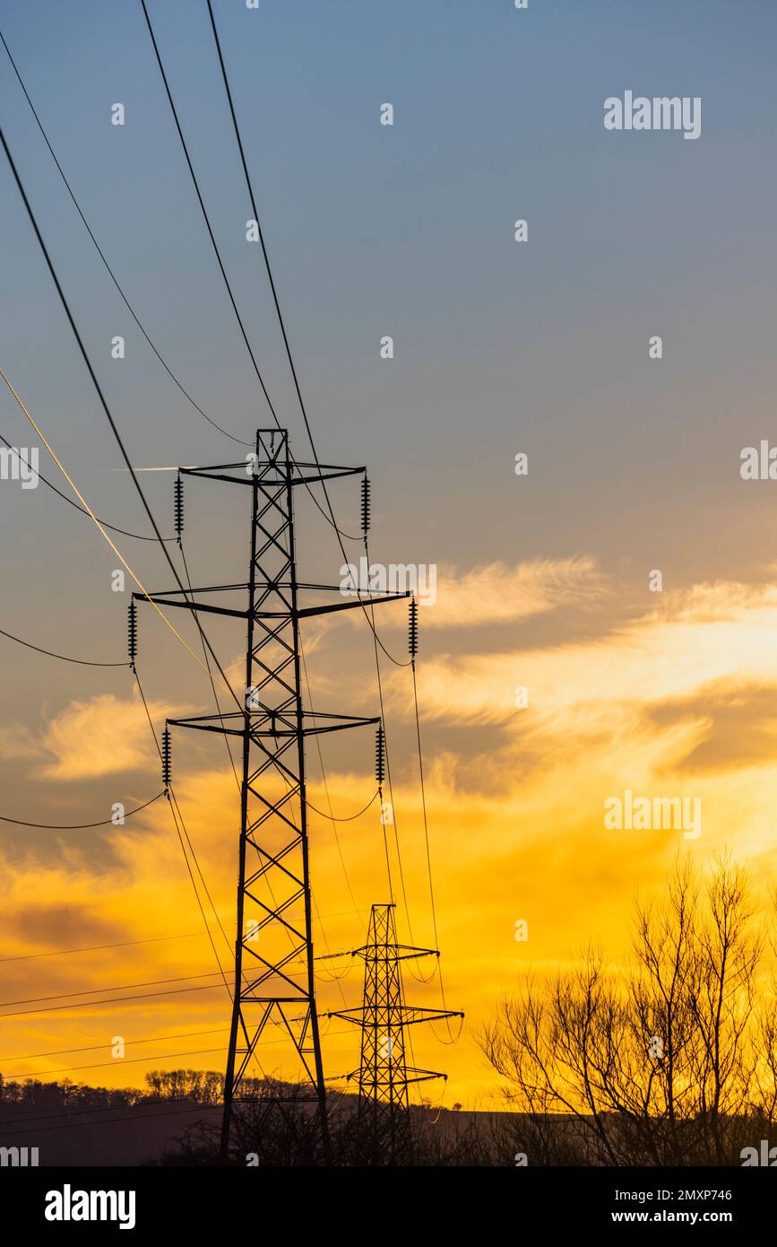 The old design of electricity pylon Stock Photo - Alamy