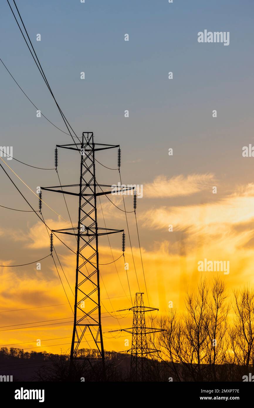 The old design of electricity pylon Stock Photo - Alamy