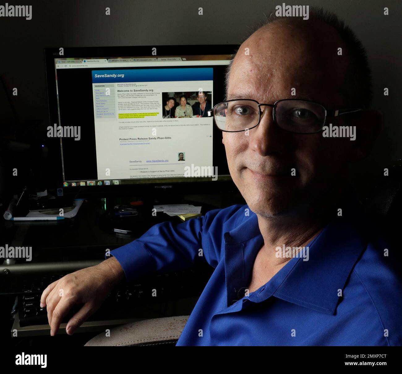 In this Oct. 4, 2016, photo, Jeff Gillis sits in front of a computer ...