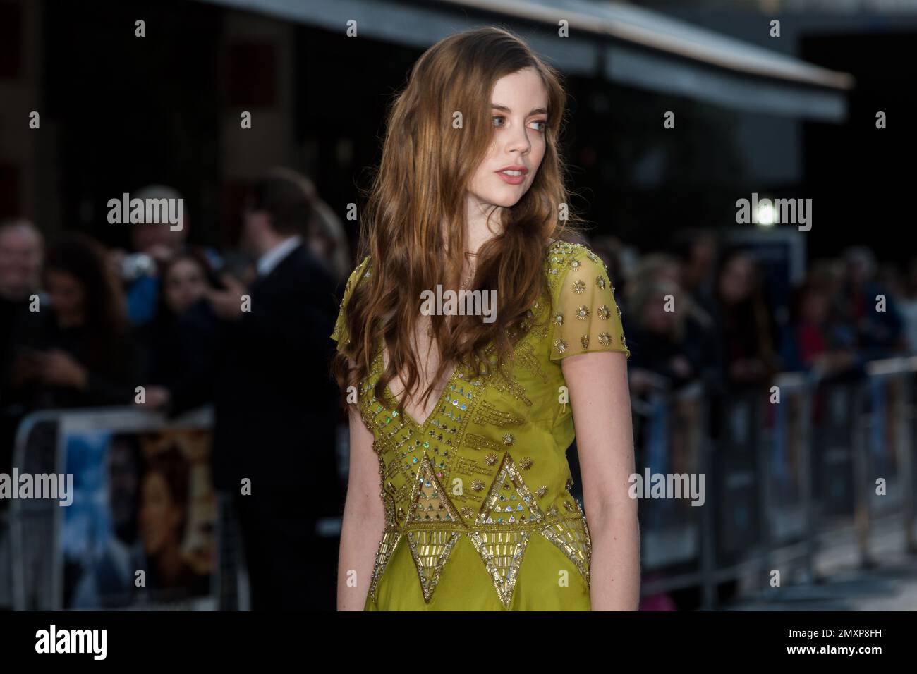Actor Charlotte Hope poses for photographers on arrival at the premiere ...