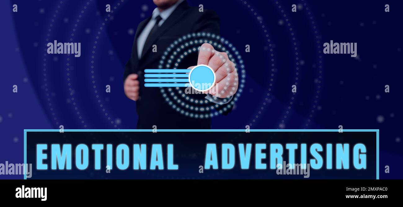 Text caption presenting Emotional Advertising. Business showcase person ... Text caption presenting Emotional Advertising. Business showcase person ...