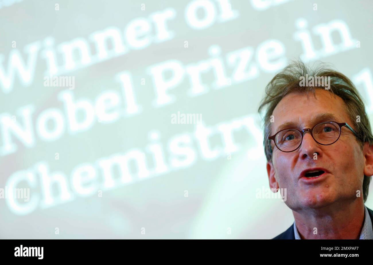 Dutch scientist Bernard "Ben" Feringa speaks during a press conference ...