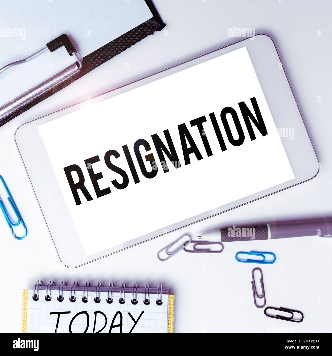 Conceptual caption Resignation. Word Written on act of giving up ...