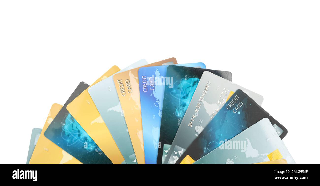 Different credit cards on white background, closeup Stock Photo - Alamy