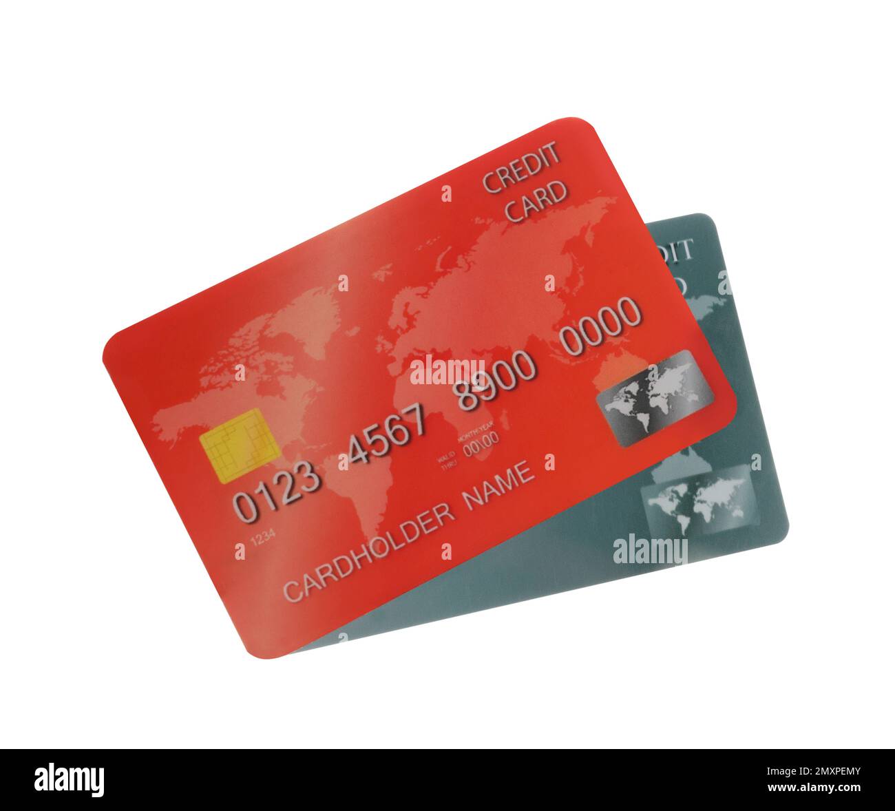 Different plastic credit cards on white background Stock Photo - Alamy