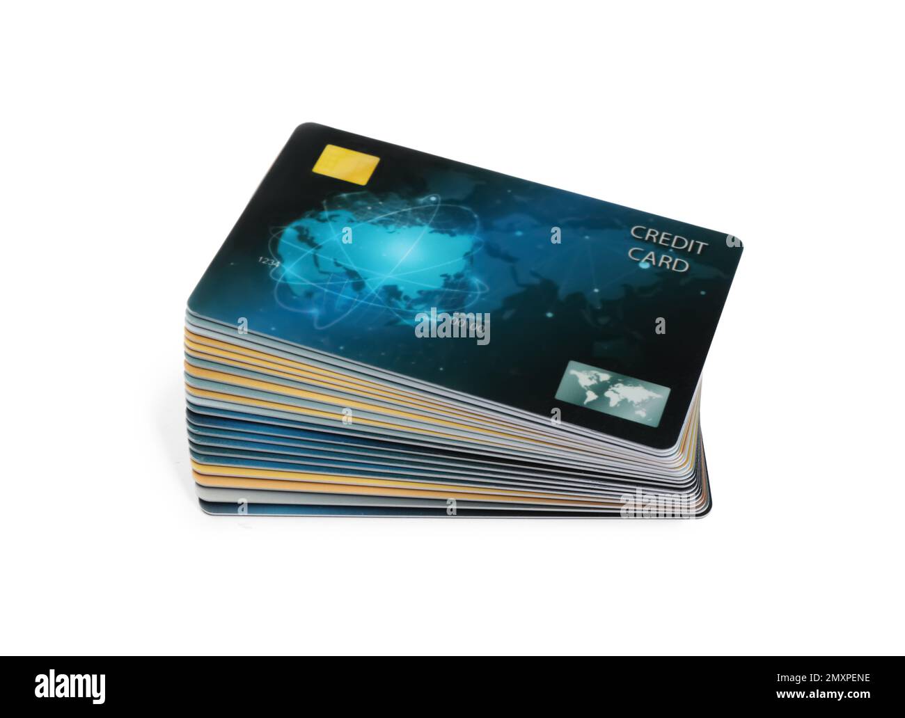 Stack of plastic credit cards on white background Stock Photo - Alamy
